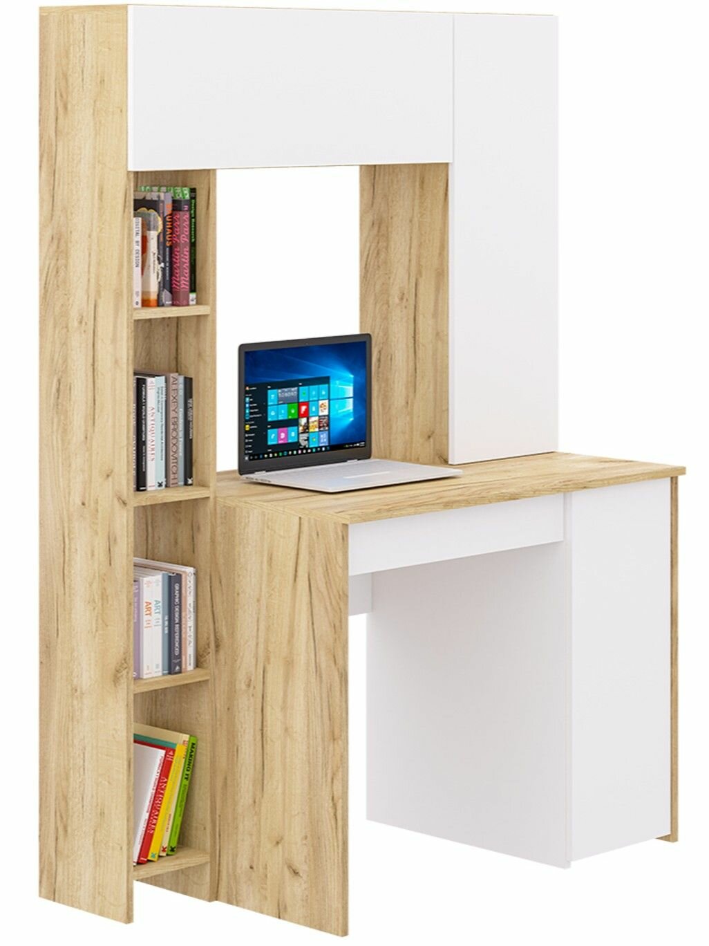 Стол компьютерный с надстройкой СК-64, Дуб крафт золотой/Белый