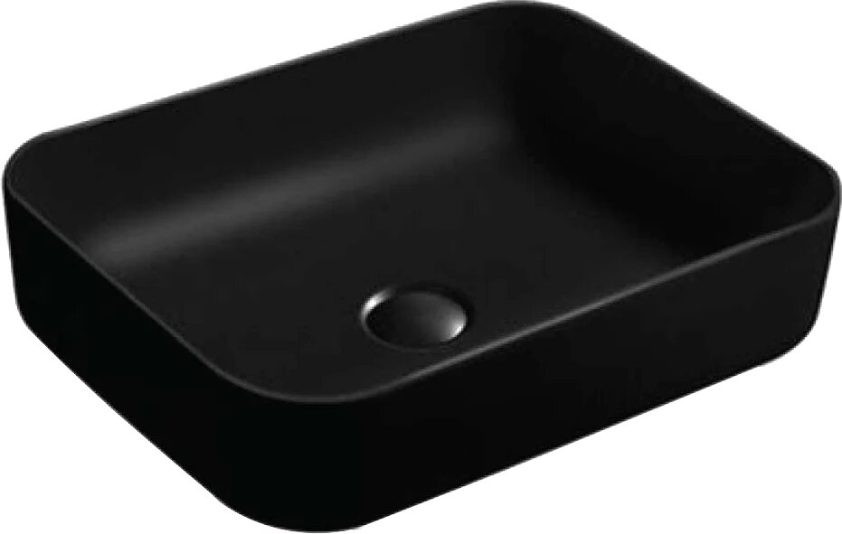 Накладная раковина Vincea VBS-105MB 50 фарфоровая, без отверстия под смеситель, раковина для ванной, 50 см, прямоугольная, черная