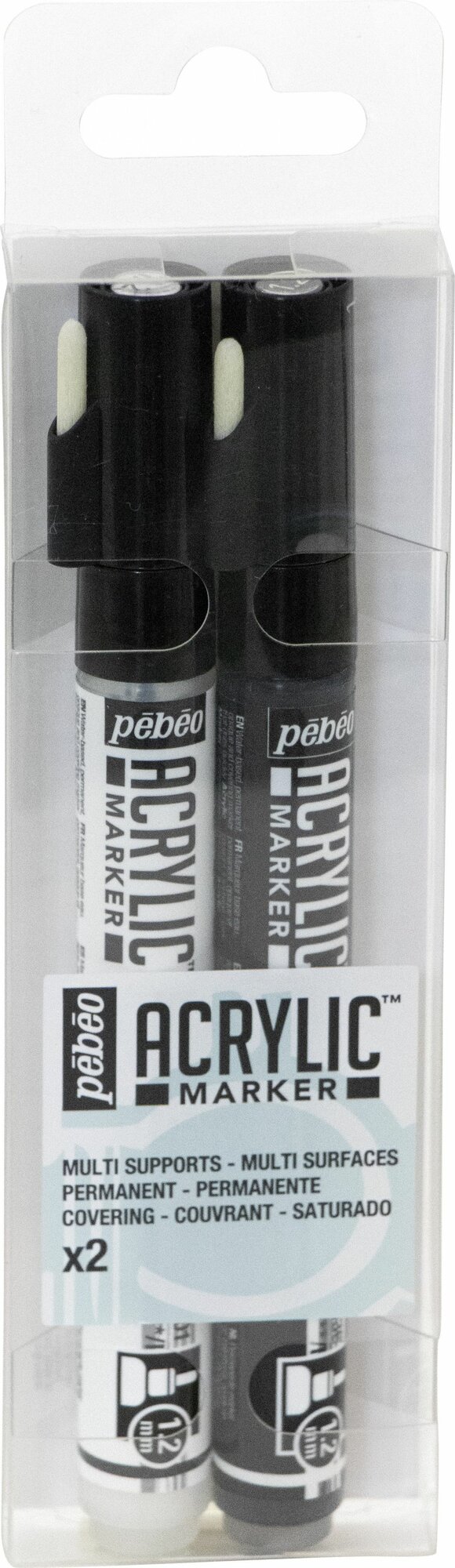PEBEO Acrylic Marker акриловые маркеры с круглым наконечником, набор 2 цвета: Черный и Белый, 201221