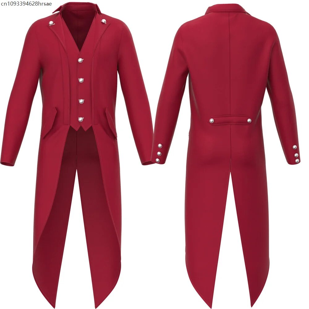 Мужская готическая стеampанк куртка Красный, XXL, Красный