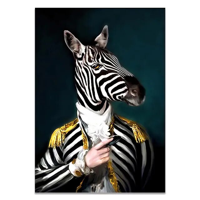 Холст с изображением головы зебры и человеческого тела A, 60x80cm no frame
