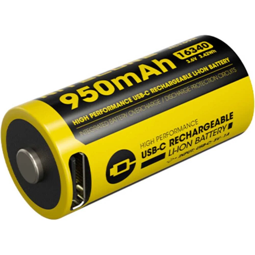 NITECORE Аккумулятор NL169R USB-C RCR123/16340 Li-ion 3.7v 950mAH 0595