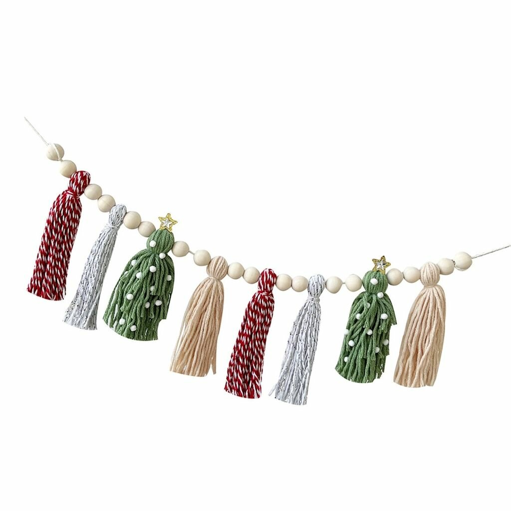Рождественские кисточки-гирлянды с деревянными бусинами, настенные овсянки, баннеры, украшение для фестивалей, вечерние