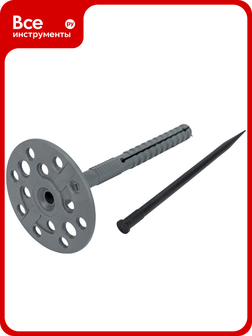 Дюбель для теплоизоляции Tech-Krep с пластмассовым гвоздём, 10x120 мм, 30 шт, полнотелого силикатного