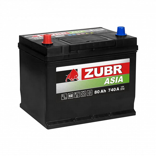 Автомобильный аккумулятор ZUBR Premium Asia ZPA801 80Ah L+ 740A ПП (261x175x225) D26R 261x175x225