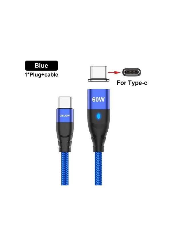 Магнитный кабель USB C 60 Вт PD 3.0 для быстрой зарядки — совместим с iPhone/Macbook/iPadBlack1M