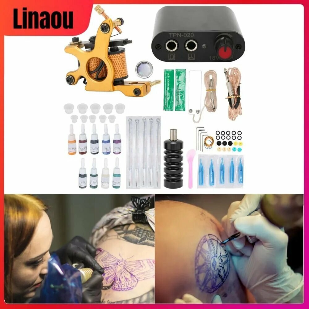 Полный комплект для тату, портативный, удобный для художников татуировки