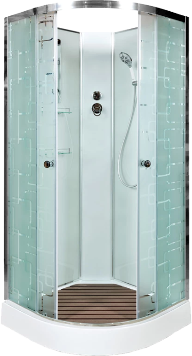 Душевая кабина DTO EM1510N 100х100, без крыши, профиль хром, стекло матовое с узором