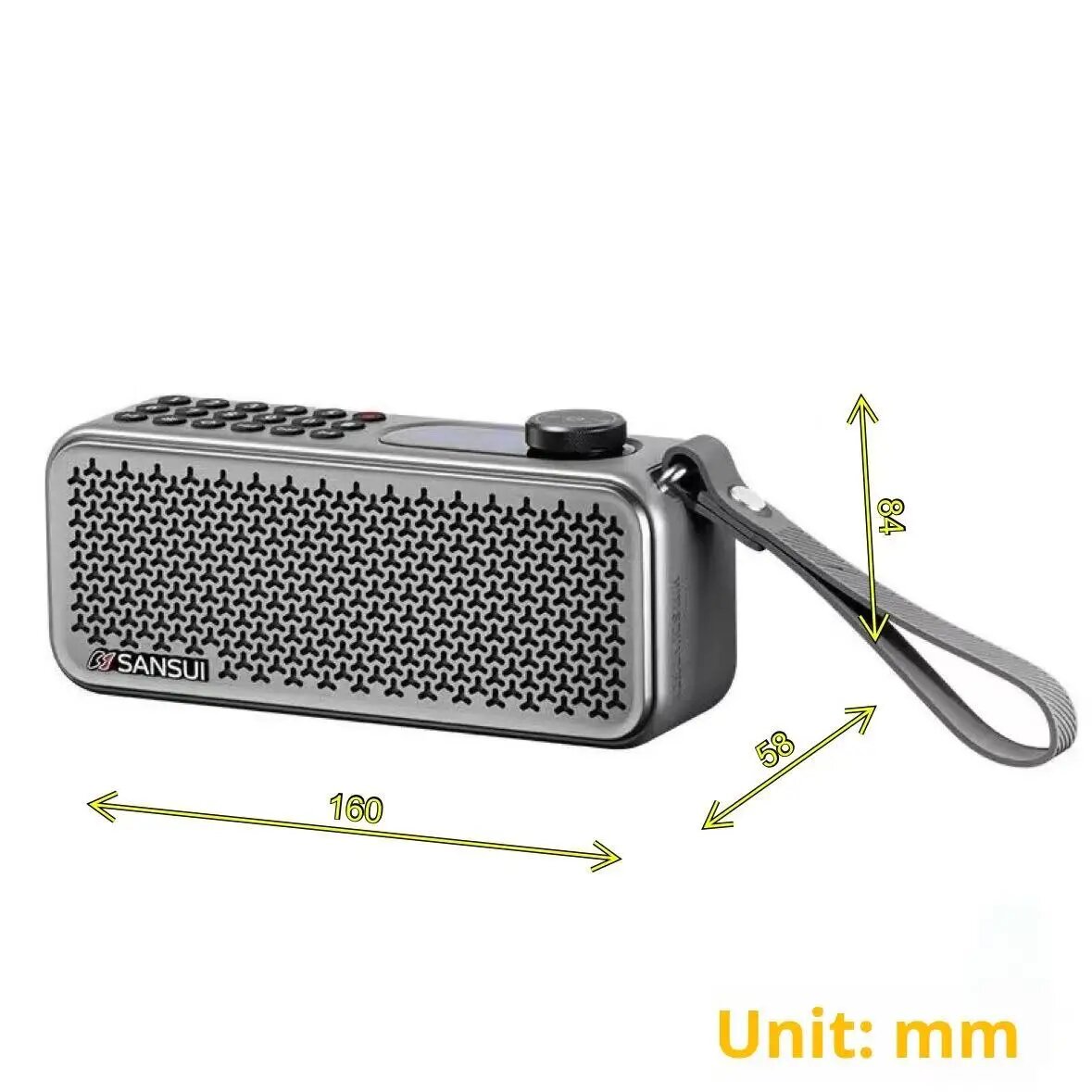 SANSUI F60 FM-радио для пожилых людей, перезаряжаемый разъем, двухкартный сабвуфер, плеер, портативный RGB Bluetooth-динамик, срок службы батареи 3600 мАч, F60 GRAY