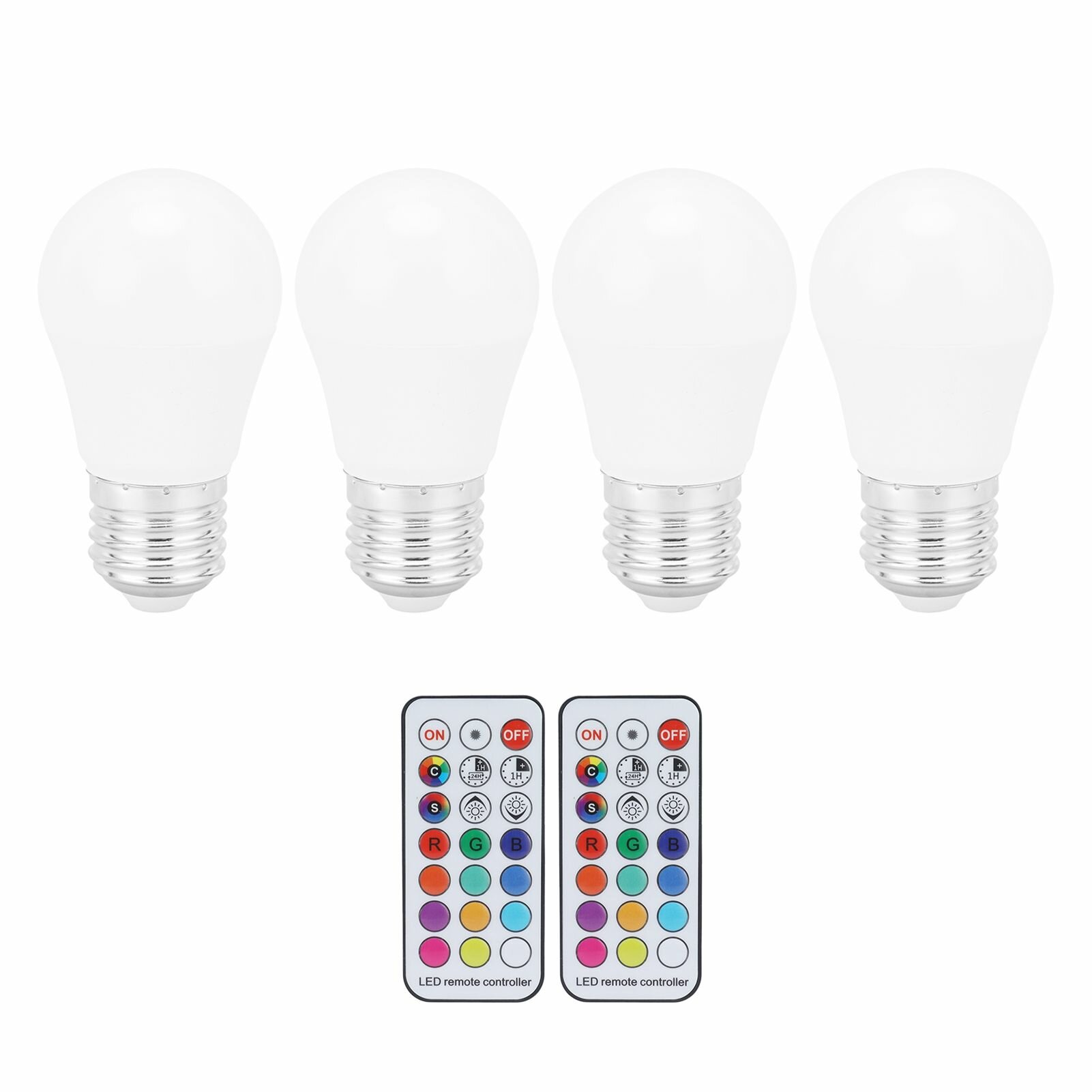 4 шт, 12-цветная светодиодная лампа RGB, 5 Вт, меняющая цвет, 500 лм, с регулируемой яркостью E27 E26, спиральная красочная лампа