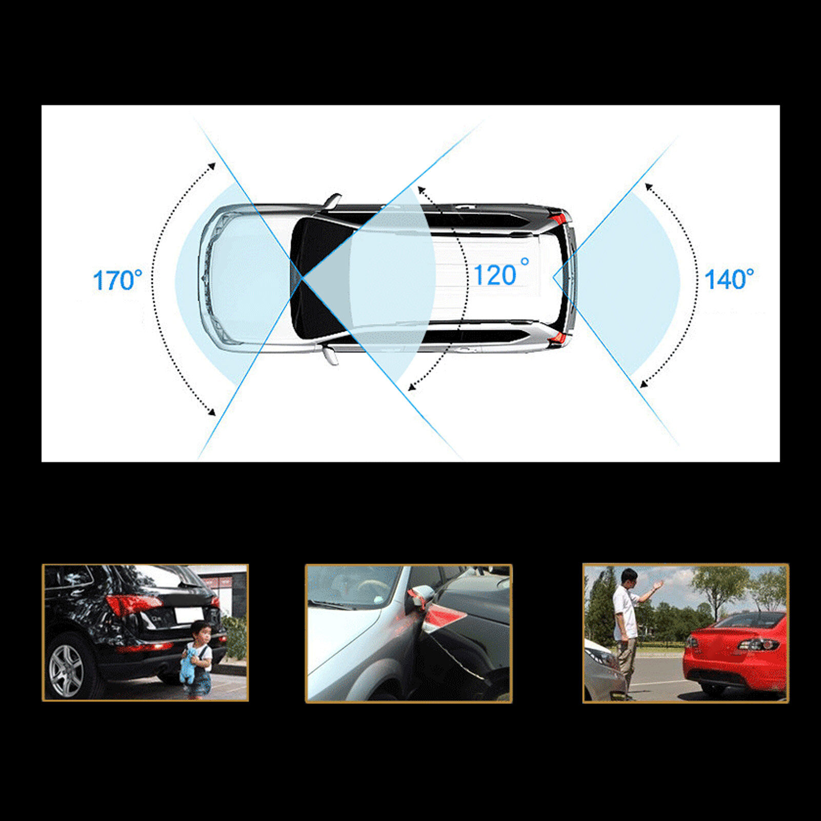 Двойной видеорегистратор для системы Android, передний и задний вид, циклическая запись 1080P, широкоугольная USB-камера с углом обзора 170 градусов