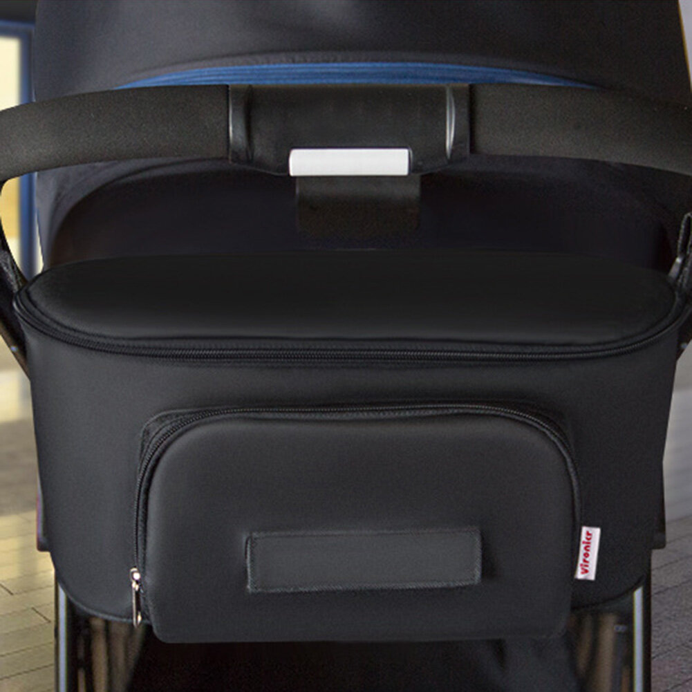 Сумка-органайзер для коляски с большим объемом, черная без ремня