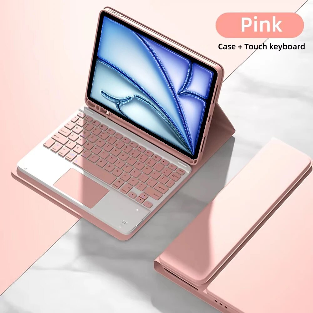 Чехол с клавиатурой PULUZ для iPad Air 11 дюймов, Pink B, Russian Keyboard