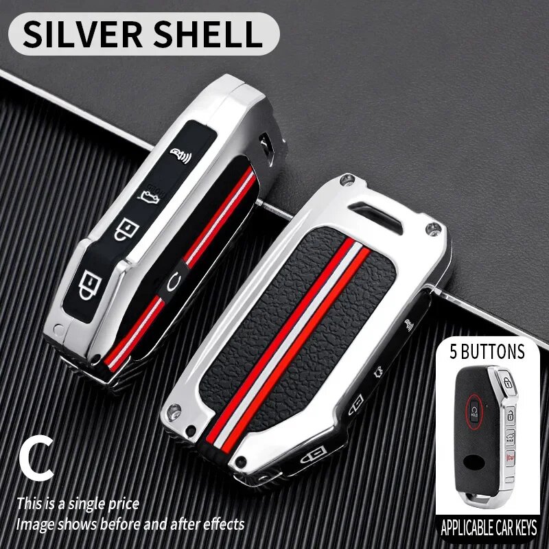 Для Kia K3/K5 DL3/K7/K8 GL3/Sorento MQ4/KA4 Carnival/Sportage NQ5/Niro SG2/Seltos/EV6 металлический чехол для автомобильного ключа, чехол-брелок, 5BT-silver-shell