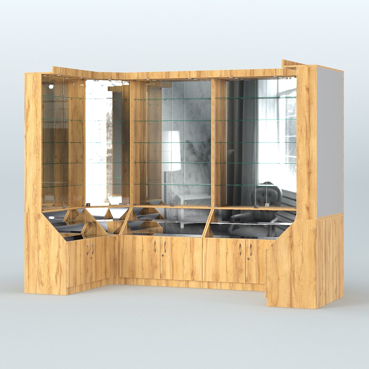 Павильон П-образной формы серии Эталон №3, Дуб Золотистый. Производство товара - компания ТОБ.