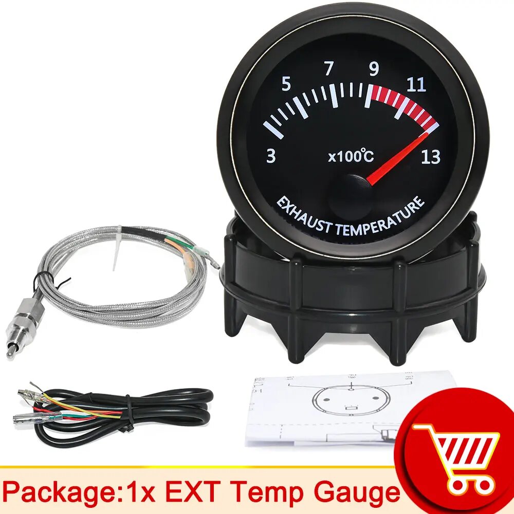Автомобильный Авто температура выхлопа манометр 300 ~ 1300 Цельсия 12 в 52 мм 2-дюймовый Универсальный датчик температуры выхлопных газов Ext Temp Meter EGT с датчиком, Ext Temp Meter