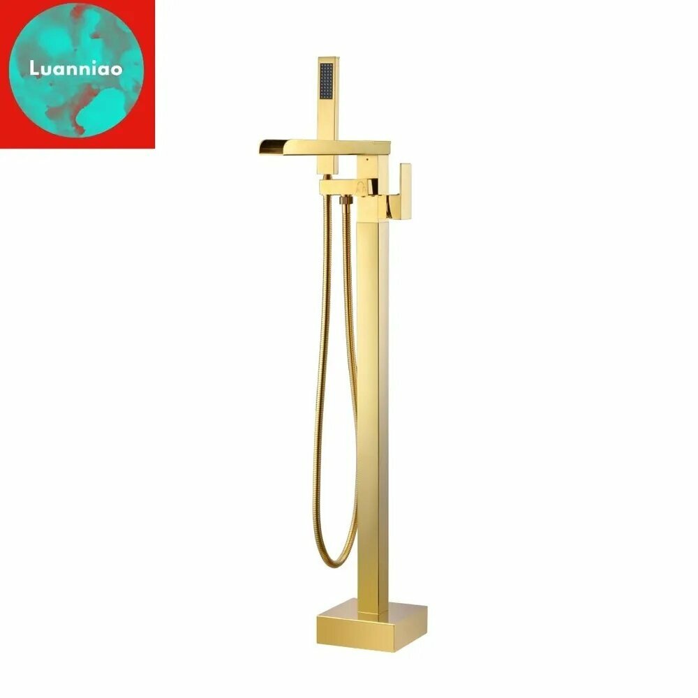 Напольный смеситель для ванны. Luanniao 3006 блестящее золото Смеситель с душем из латуни