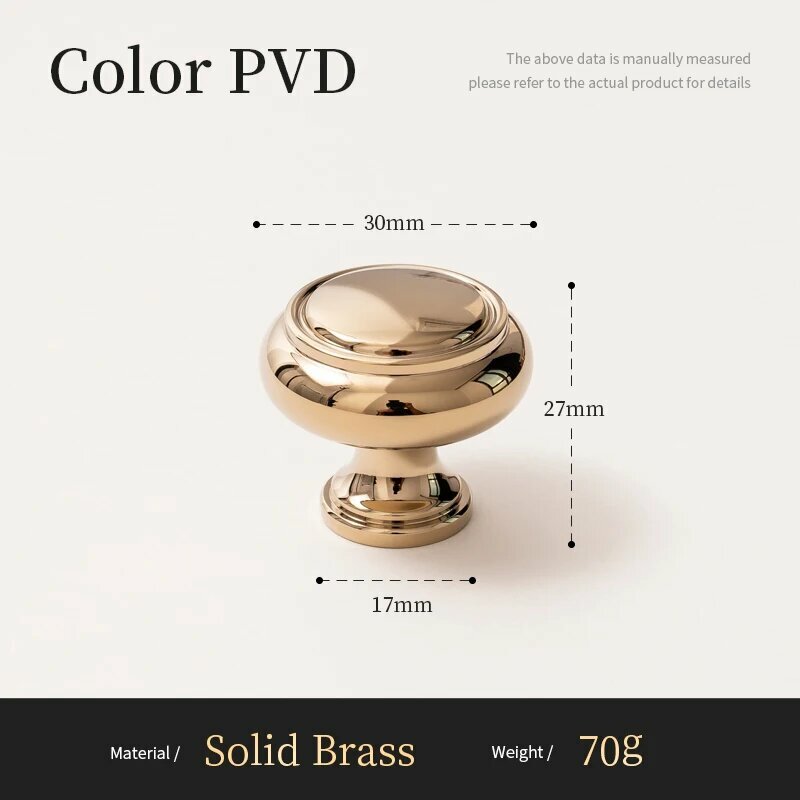 Сантая Ручки для шкафов из латуни золотого цвета Knob-30mm