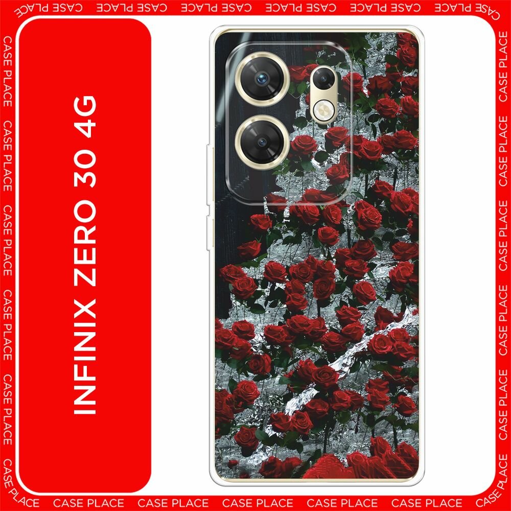 Чехол на Infinix Zero 30 4G / Инфиникс Зеро 30 4G с принтом Цветущие алые розы