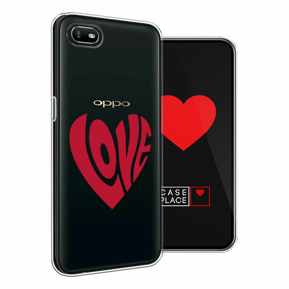 Чехол на Oppo A1k / Оппо А1к с принтом "Love heart 2 - 14 февраля", прозрачный — фото 1