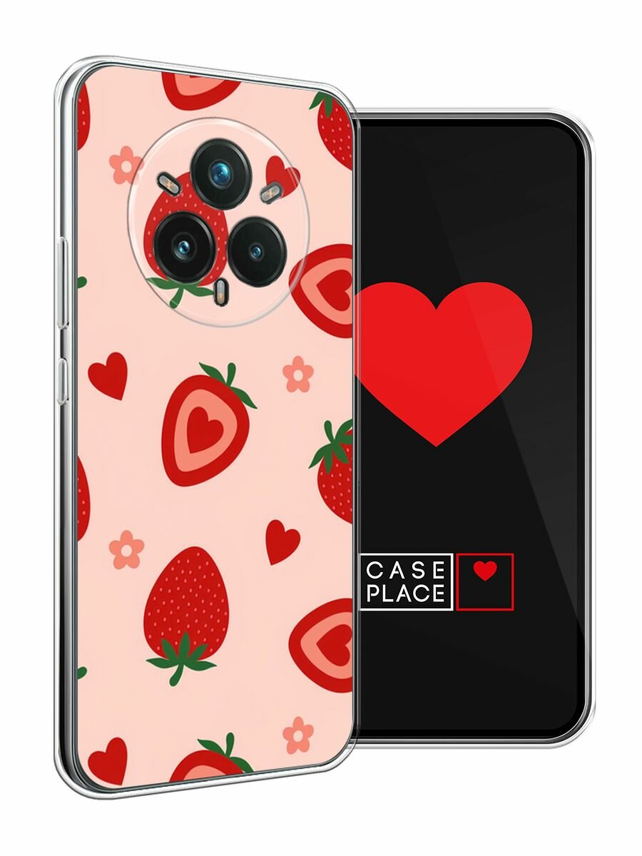 Чехол на Realme 14 Pro / Реалми 14 Про с принтом "Heart strawberries 1 - 14 февраля" — фото 1