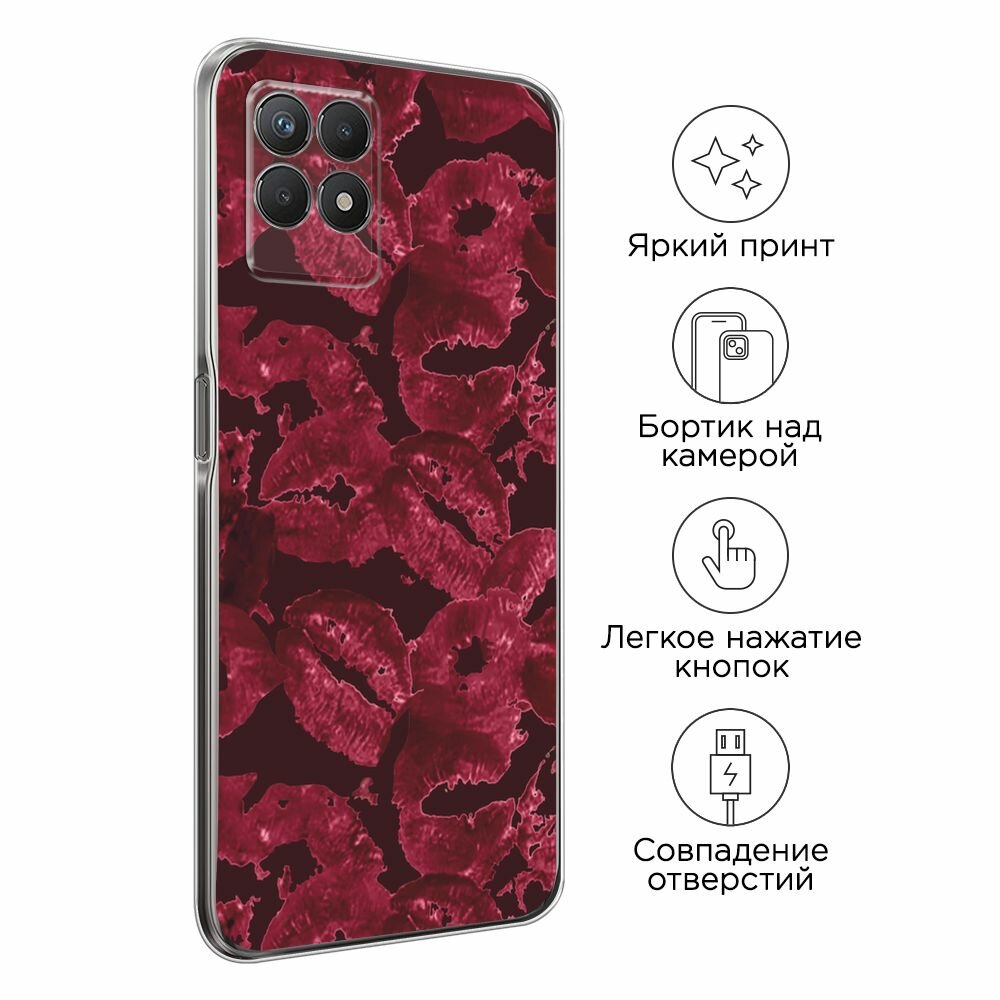 Силиконовый чехол на Realme 8i / Реалми 8i с принтом Помада паттерн 1 — фото 1