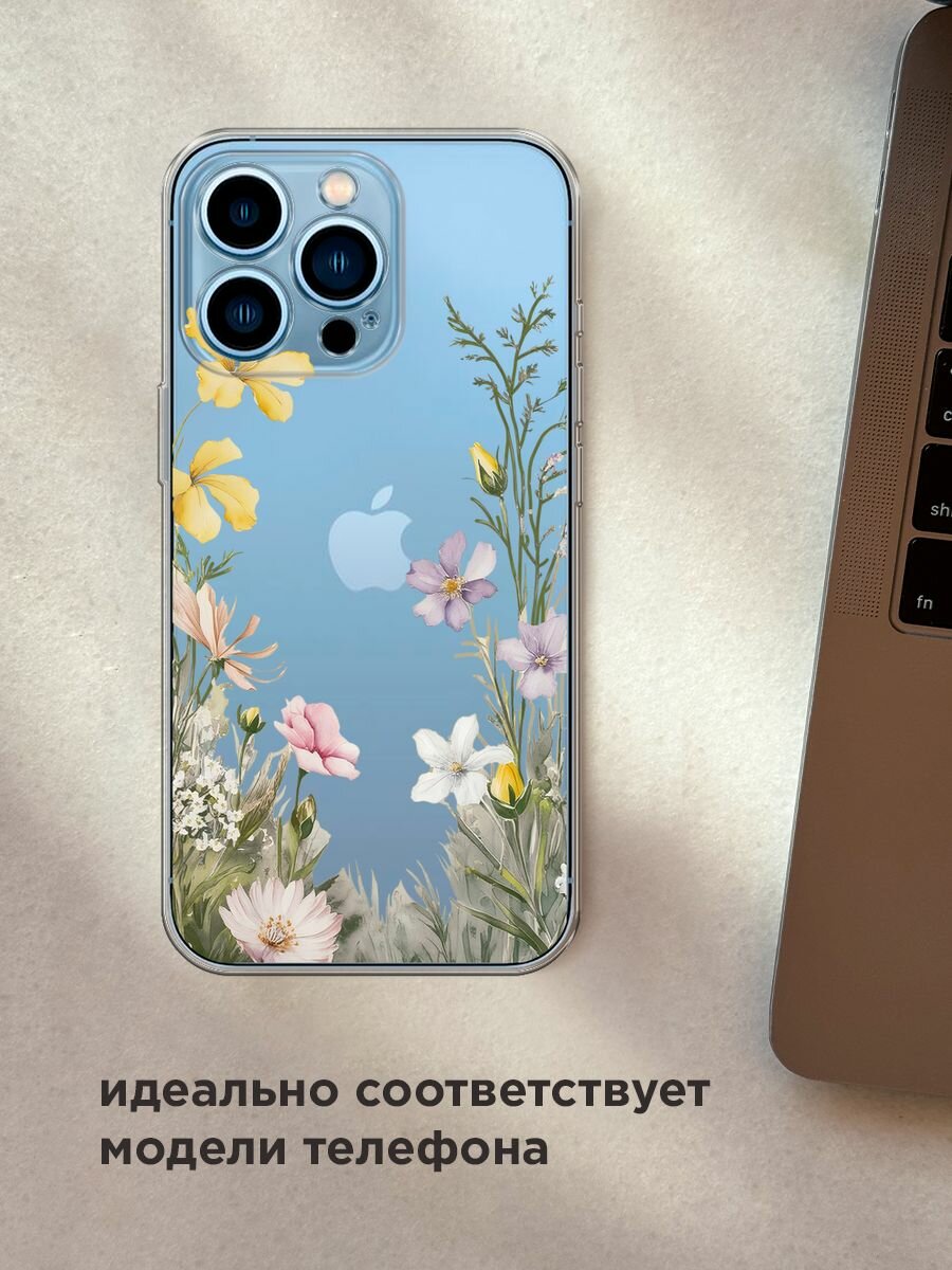 Чехол на Apple iPhone 13 Pro / Айфон 13 Про с принтом "Летний винтаж 2", прозрачный — фото 1