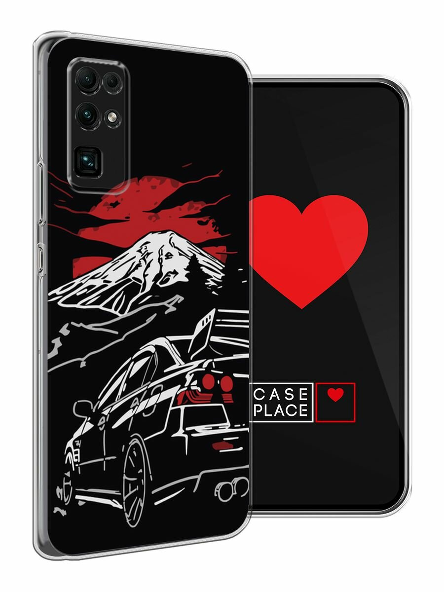 Силиконовый чехол на Honor 30 / Хонор 30 с принтом "Машина в горах JDM" — фото 1
