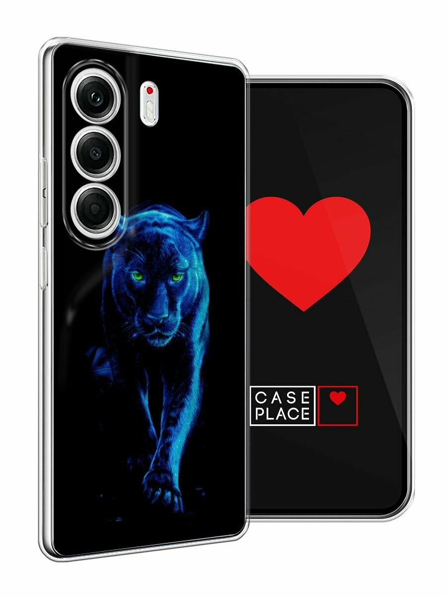 Чехол на Tecno Camon 40 Pro / Текно Камон 40 Про с принтом "Пантера в лунном свете" — фото 1