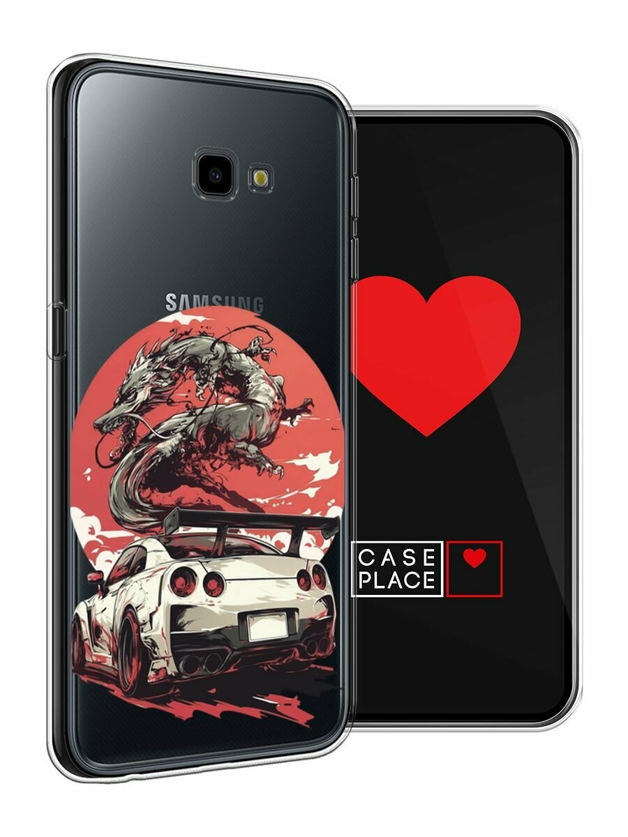 Чехол на Samsung Galaxy J4 Plus 2018 / Самсунг J4 Plus 2018 с принтом "Car and dragon", прозрачный — фото 1