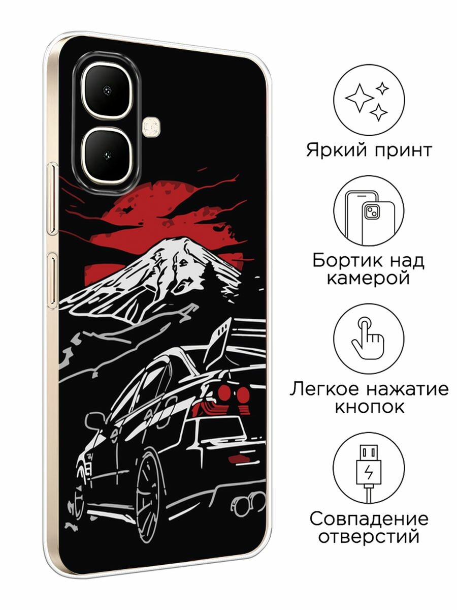 Чехол на Infinix Smart 10 / Инфиникс Смарт 10 с принтом "Машина в горах JDM" — фото 1