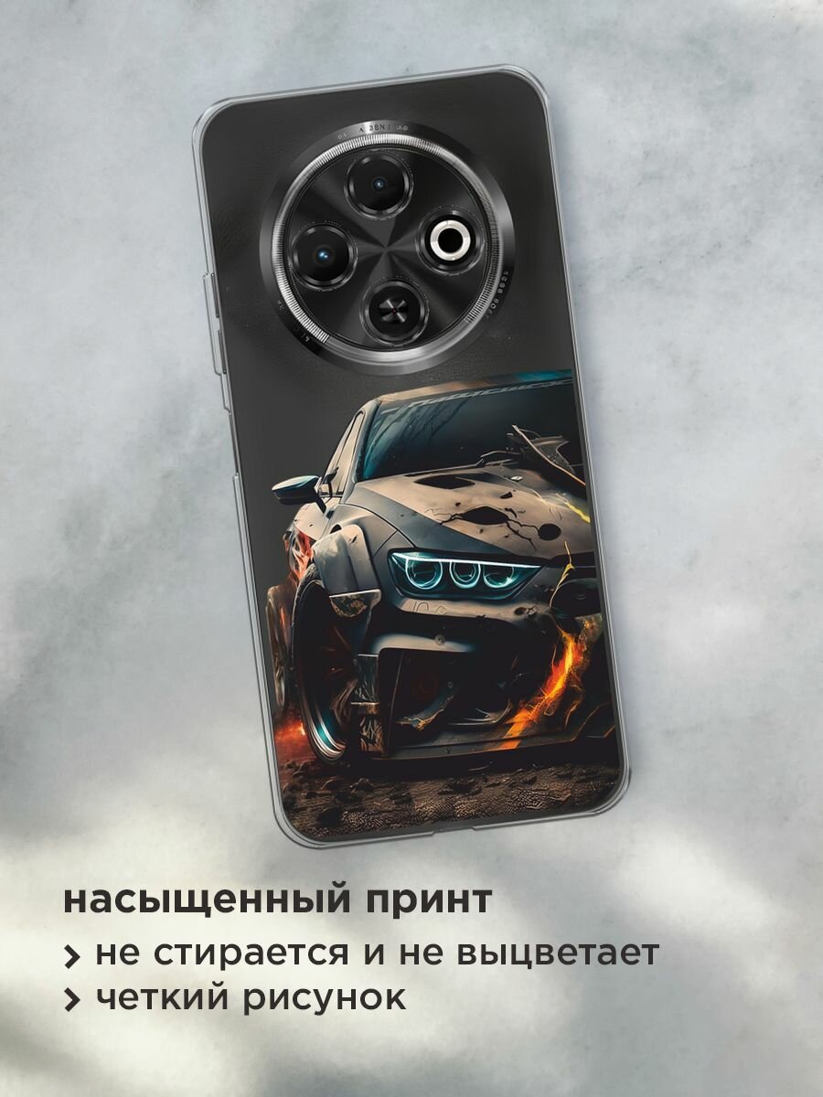 Чехол на Tecno Spark 30C / Текно Спарк 30C с принтом "На износ", прозрачный — фото 1