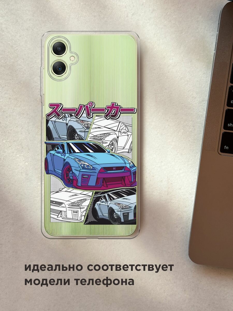 Чехол на Samsung Galaxy A06 / Самсунг Галакси А06 с принтом "JDM коллаж", прозрачный — фото 1