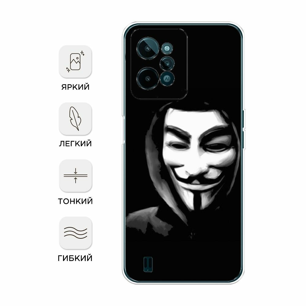 Силиконовый чехол на Realme C31 / Реалми C31 с принтом "Анонимус" — фото 1