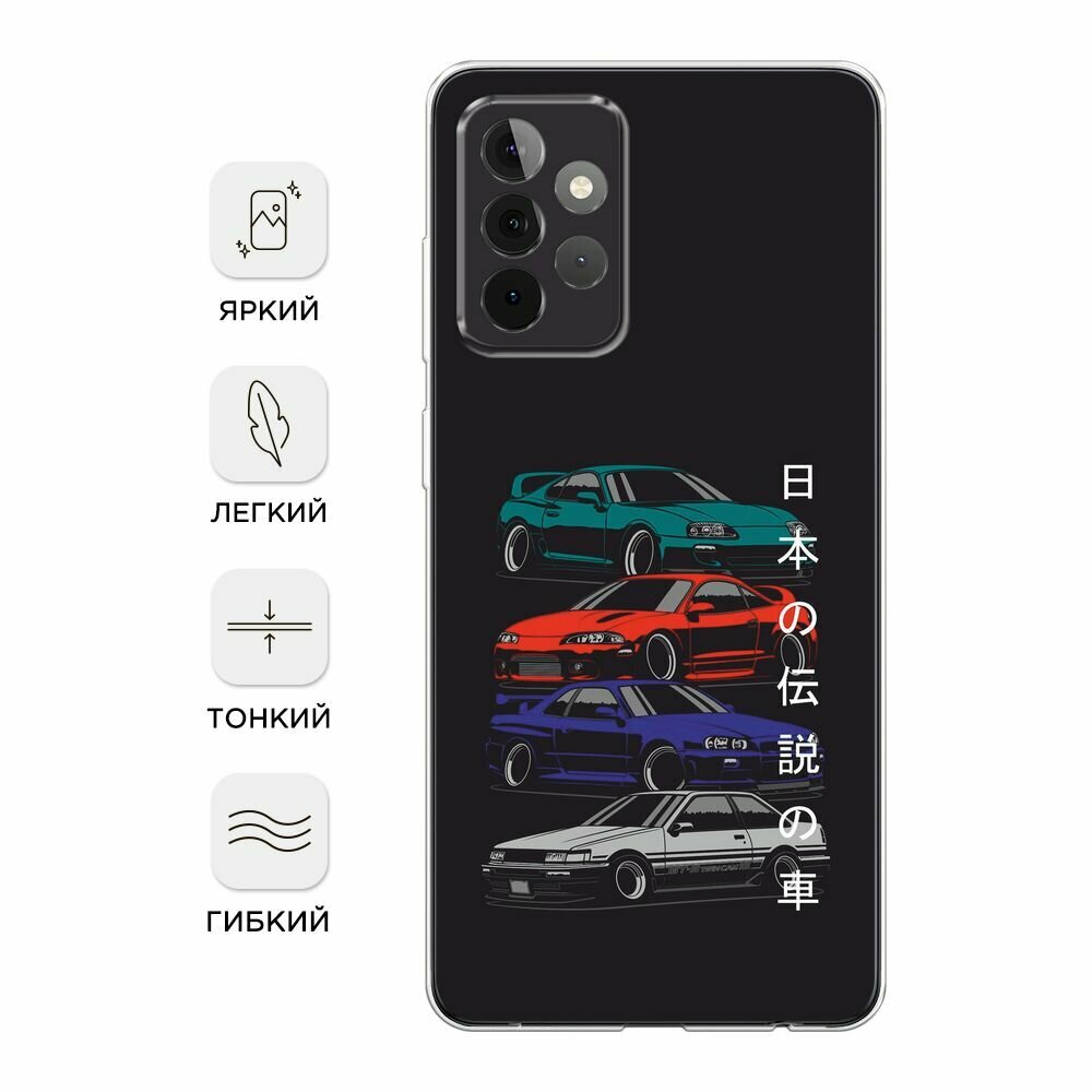Чехол на Samsung Galaxy A72 / Самсунг Галакси А72 с принтом "JDM Legend cars" — фото 1