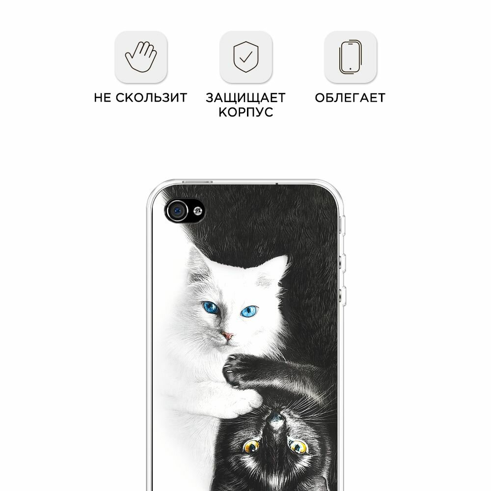 Чехол на Apple iPhone 4/4S / Айфон 4/4S с принтом "Коты Инь-Янь" — фото 1