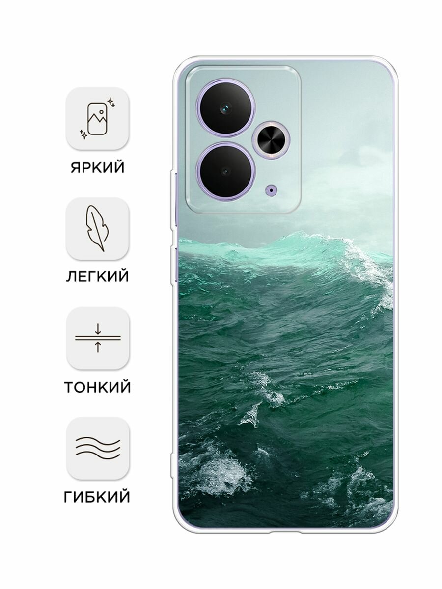 Силиконовый чехол на Realme 14T / Реалми 14Т с принтом "Волны 12" — фото 1