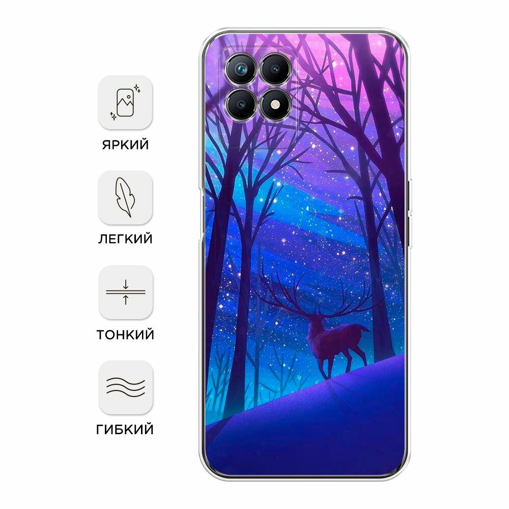 Силиконовый чехол на Realme 8i / Реалми 8i с принтом "Северный олень" — фото 1