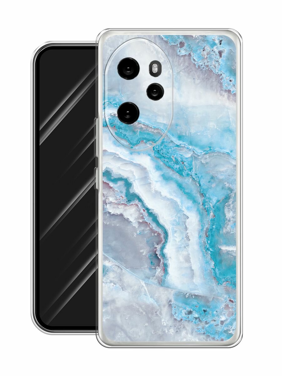 Чехол на Honor 100 Pro / Хонор 100 Про с принтом "Нежно-голубой мрамор" — фото 1