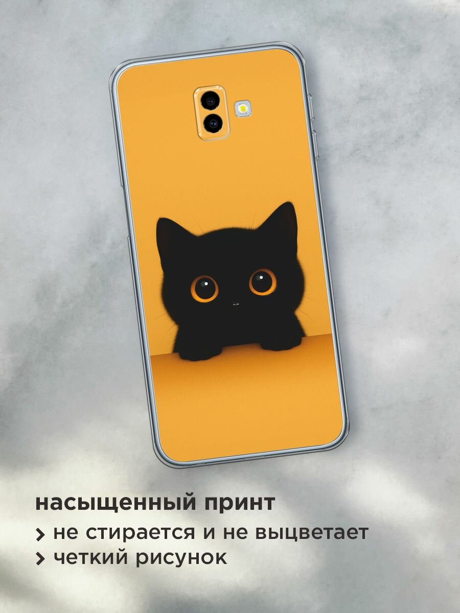 Чехол на Samsung Galaxy J6 + / Самсунг Галакси J6 Плюс 2018 с принтом "Контрастный котик" — фото 1