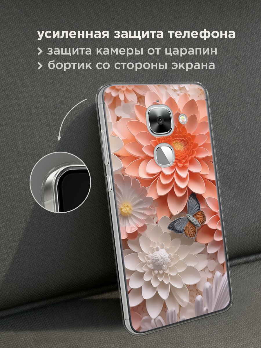 Чехол на LeEco Le 2/2 pro / Лееко Ле 2/2 про с принтом "Бумажные цветы" — фото 1