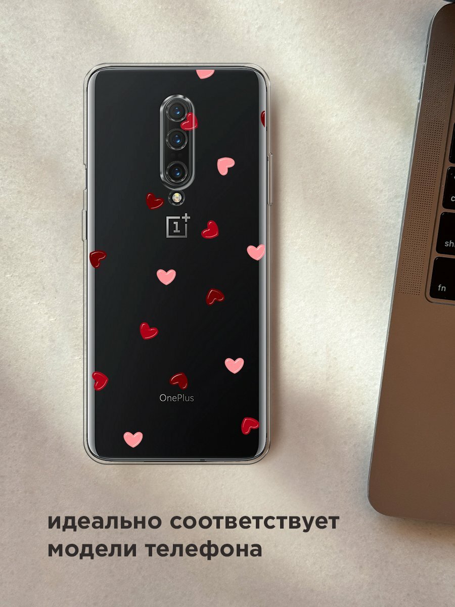 Чехол на OnePlus 8 / ВанПлас 8 с принтом "Бордовые сердечки 2" — фото 1