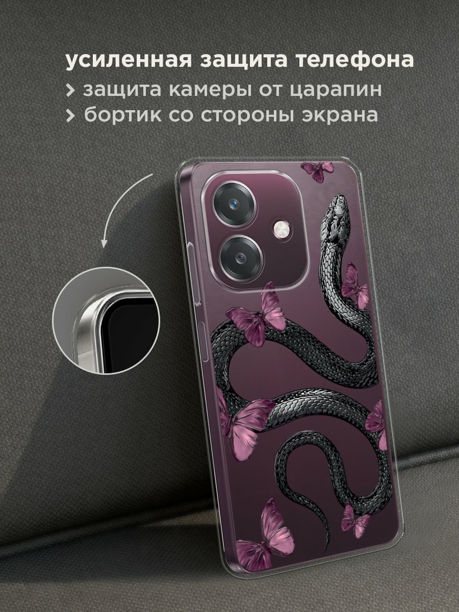 Чехол на Oppo A3/A3x / Оппо А3/A3x с принтом "Snake and butterflies 2" — фото 1