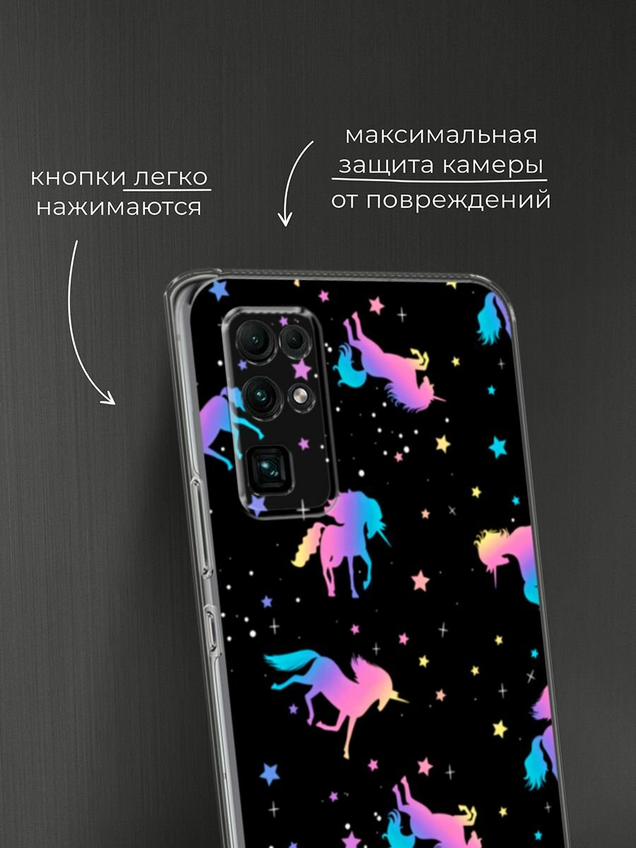 Силиконовый чехол на Honor 30 / Хонор 30 с принтом "Единороги градиент" — фото 1