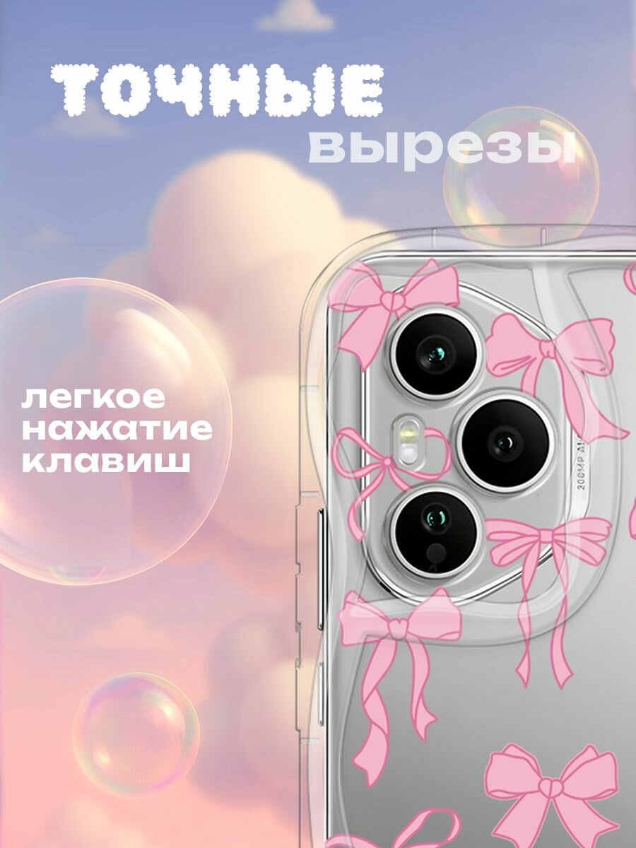 Чехол на Honor 400 Pro / Хонор 400 Pro с принтом "Розовые бантики паттерн" — фото 1