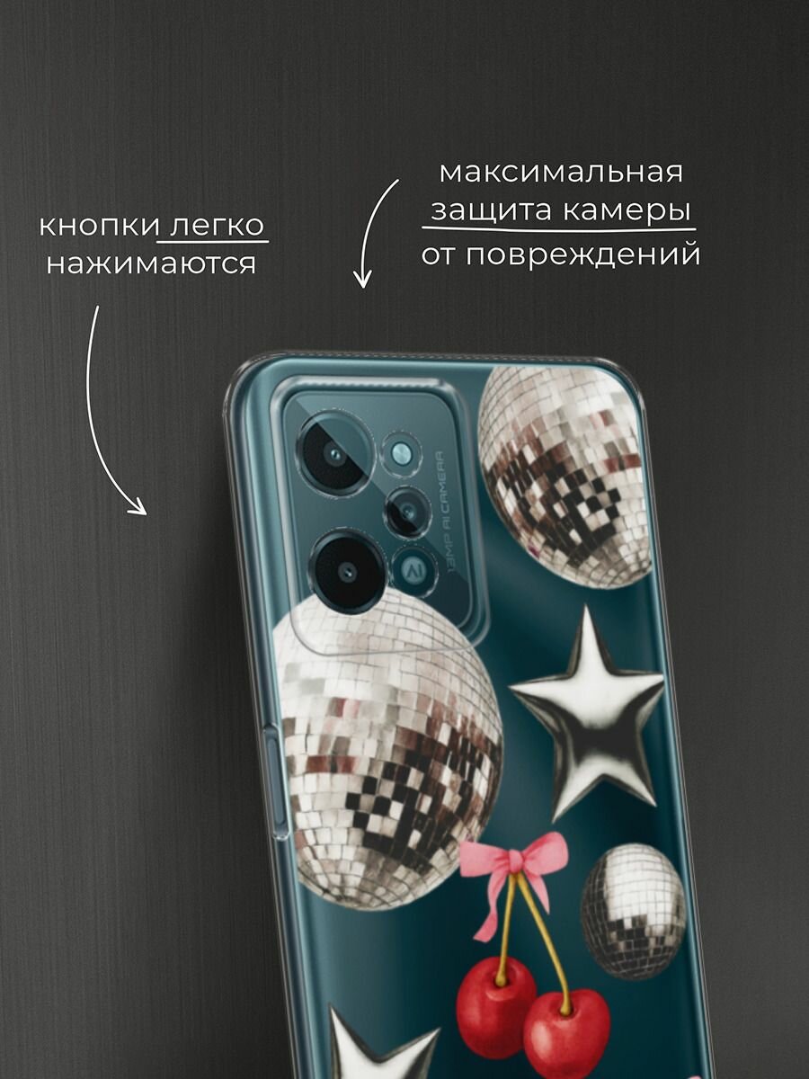 Чехол на Realme C31 / Реалми C31 с принтом "Стильная подборка", прозрачный — фото 1