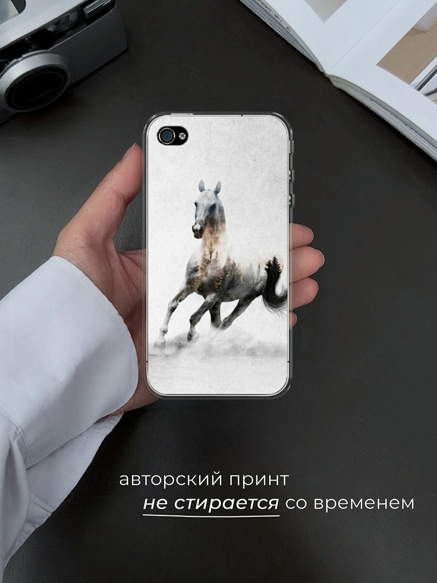 Чехол на Apple iPhone 4/4S / Айфон 4/4S с принтом "Лошадь лес" — фото 1