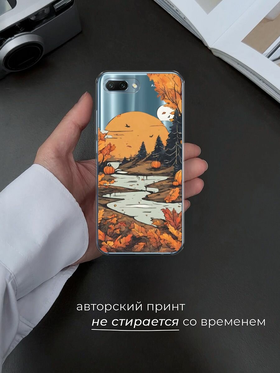 Чехол на Honor 10 / Хонор 10 с принтом "Осенний лесной уголок", прозрачный — фото 1