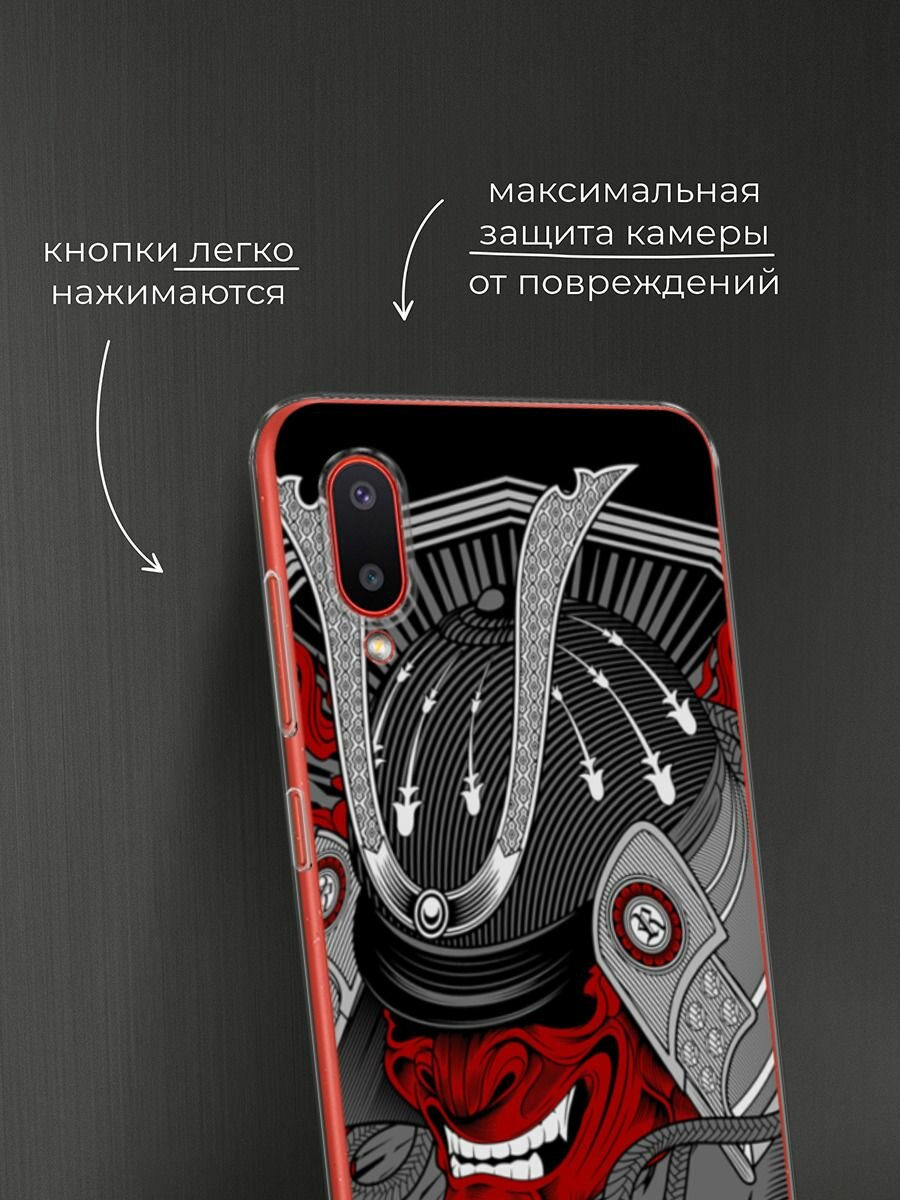 Чехол на Samsung Galaxy A02 / Самсунг Галакси А02 с принтом "Красная маска самурая" — фото 1