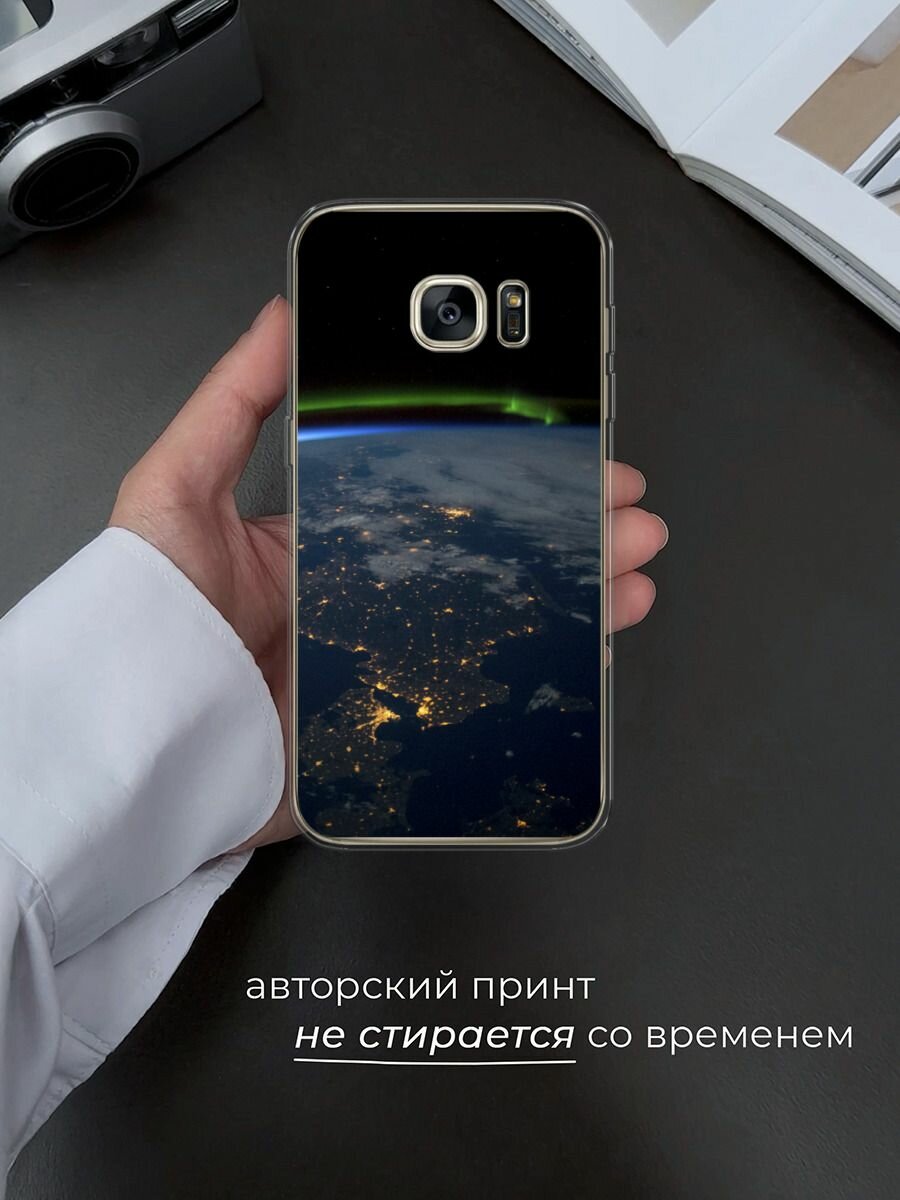 Чехол на Samsung Galaxy S7 / Самсунг Галакси С 7 с принтом "Земля из космоса" — фото 1